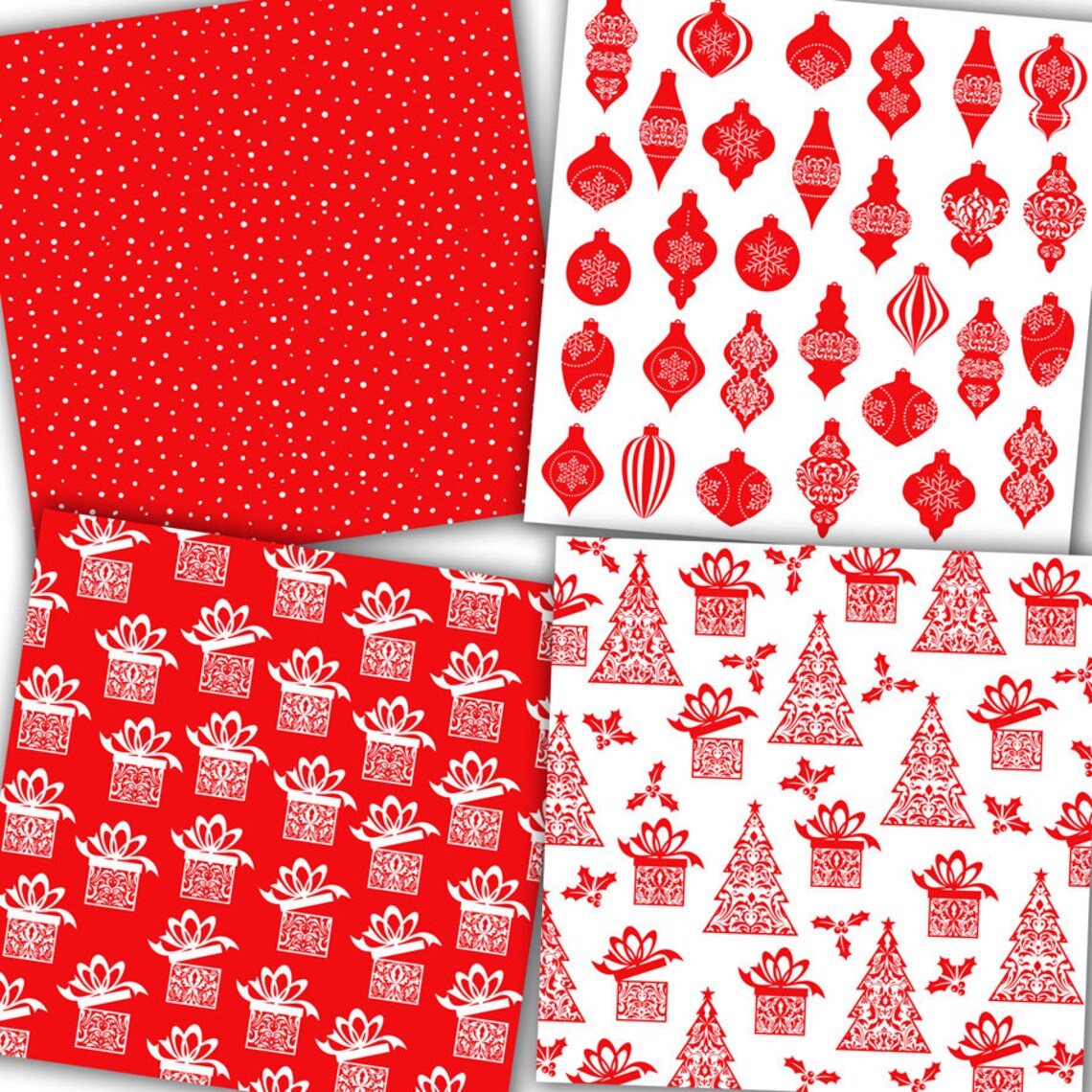 Red Christmas Digital Paper Red Christmas Backgrounds Red - Etsy