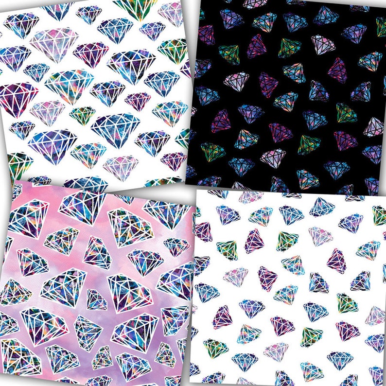 Diamonds Digital Paper galaxy Diamond Patterns - Etsy