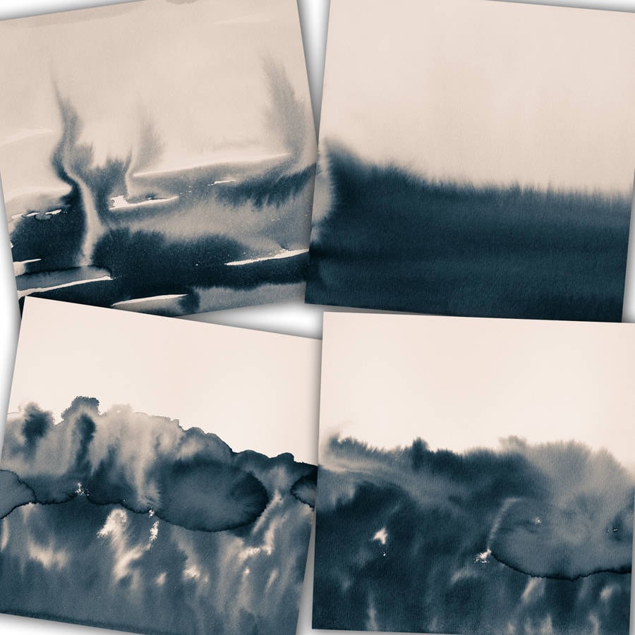 Indigo Digital Paper Indigo Watercolor Digital Paper hand | Etsy