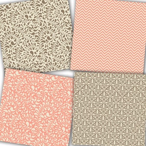 Coral and Brown Digital Paper: "coral and Brown Patterns " Coral ...