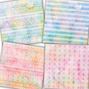 Watercolor Digital Paper "watercolor Tribal" Pastel Tribal Papers With ...