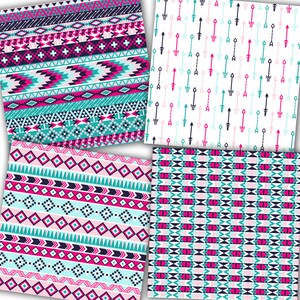 Tribal Digital Paper: " Tribal Patterns" Include Triangles, Chevron ...