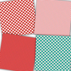 Heart Digital Paper Pack: Hearts and Dots Valentine Digital Paper ...