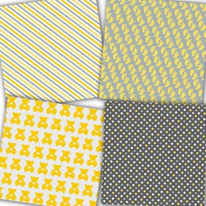 Baby Digital Paper Pack: "neutral Gender Baby" Yellow and Grey With ...