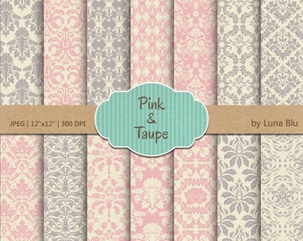 Damask Digital Paper: vintage Pink Damasks Vintage | Etsy