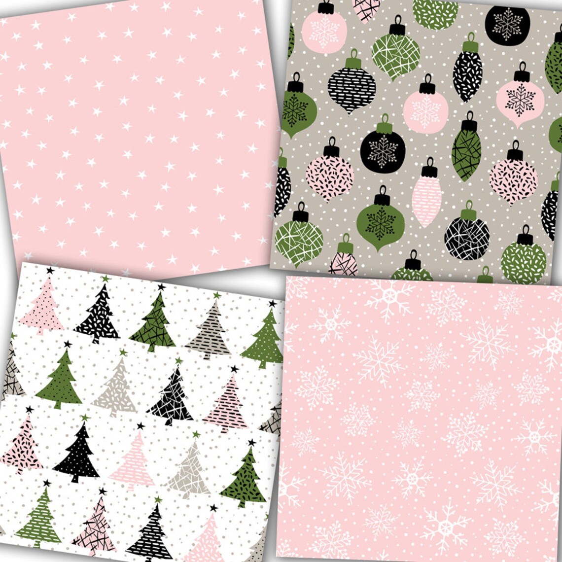 Modern Xmas Digital Paper Christmas Seamless Patterns Trendy - Etsy