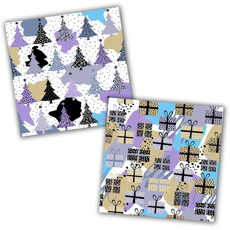 Abstract Christmas Digital Paper Purple Christmas | Etsy