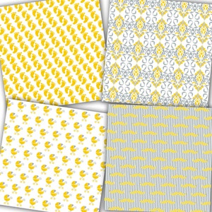 Baby Digital Paper Pack: "neutral Gender Baby" Yellow and Grey With ...