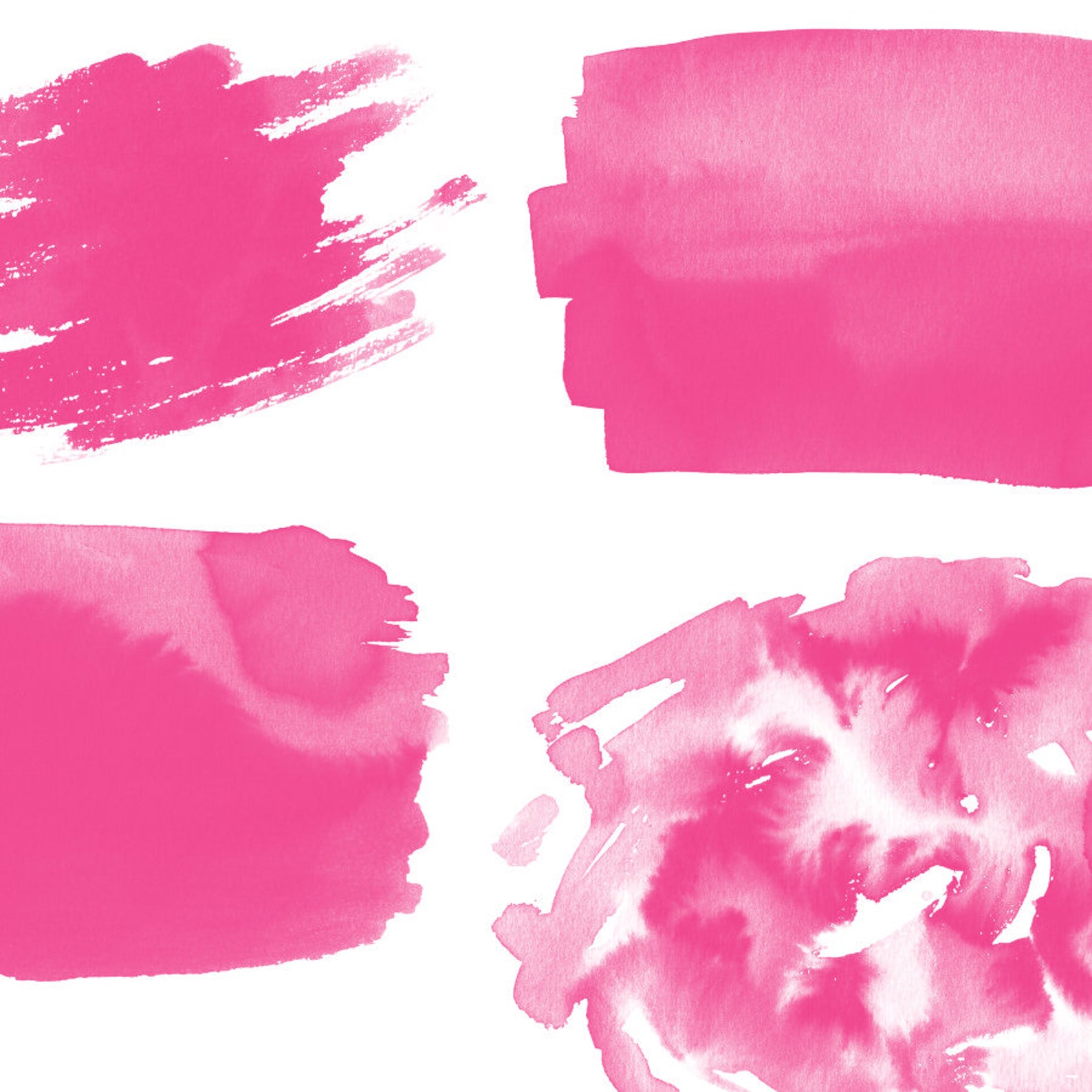 Watercolor Splash Clipart Pink Watercolor Brush Strokes Pink | Etsy