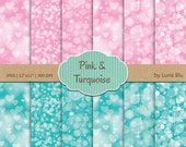 Bokeh Digital Paper: turquoise and Pink Bokeh With - Etsy