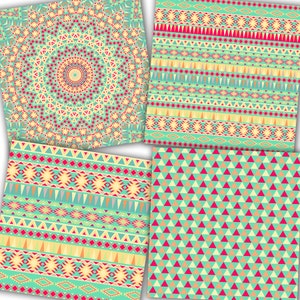 Tribal Digital Paper: " Tribal Patterns" Include Triangles, Chevron ...