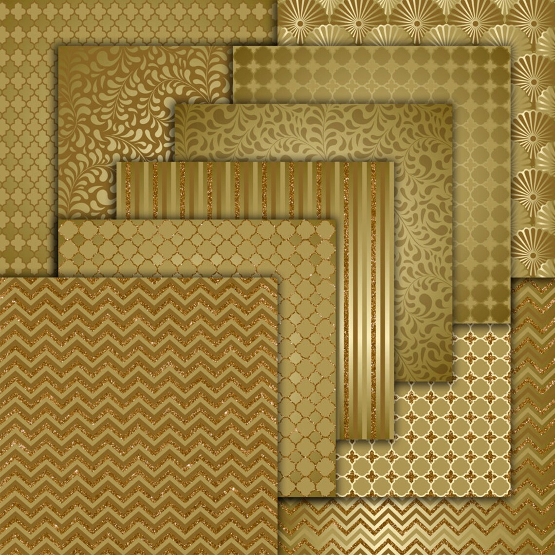 Gold Digital Paper: Gold Patterns glitter gold | Etsy