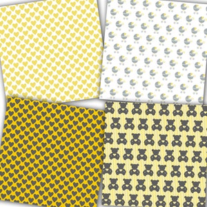 Baby Digital Paper Pack: "neutral Gender Baby" Yellow and Grey With ...