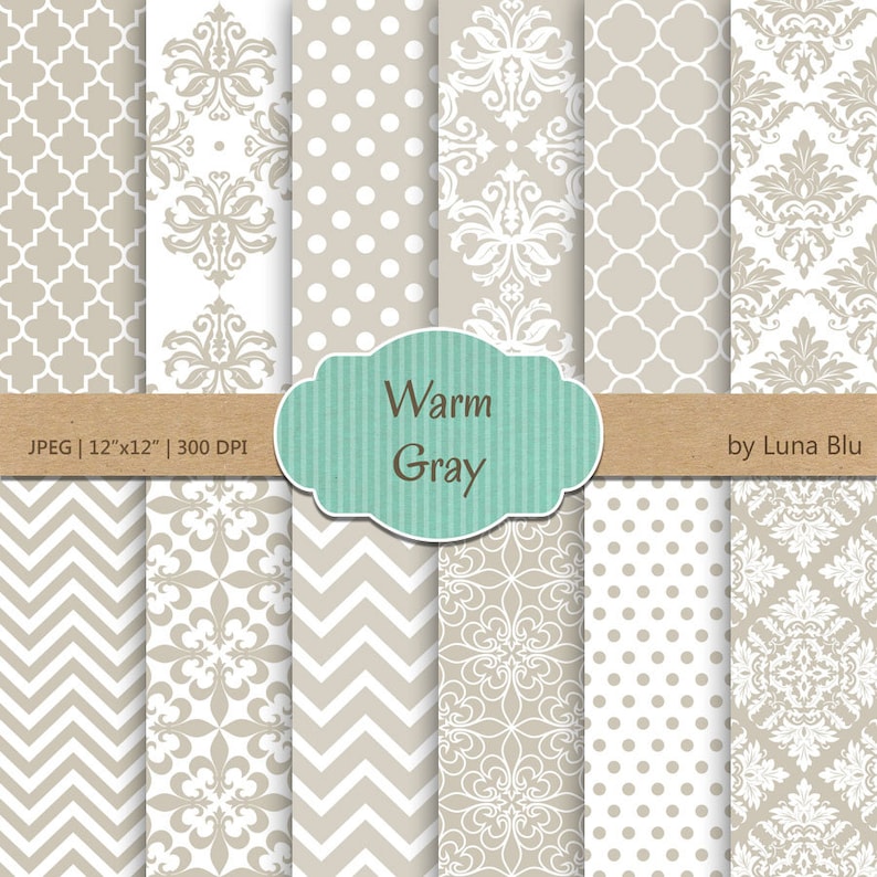 Gray Digital Paper: gray Patterns Gray Scrapbook - Etsy