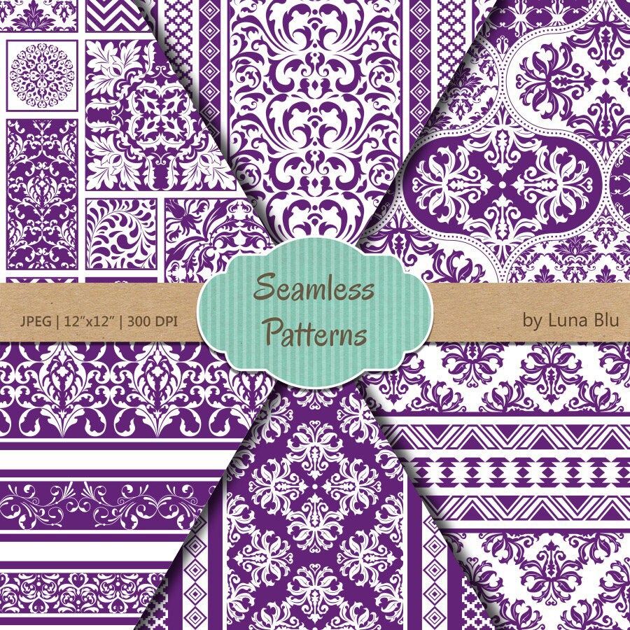 Purple Scrapbook Paper: Purple Seamless Patterns | Etsy