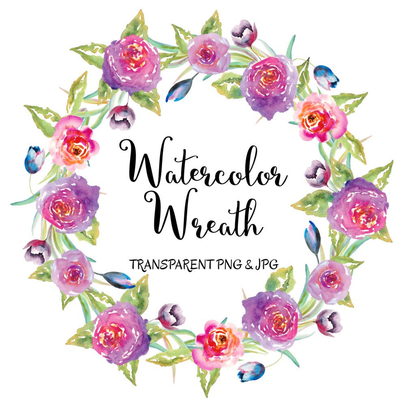 Watercolor Wreath Clipart: watercolor Floral | Etsy