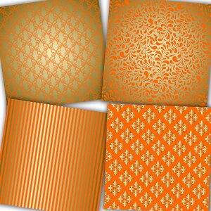 Tangerine and Gold Digital Paper: "tangerine and Gold Patterns " for ...
