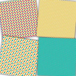 Geometric Digital Paper: "geometric Patterns" Colorful Geometric ...