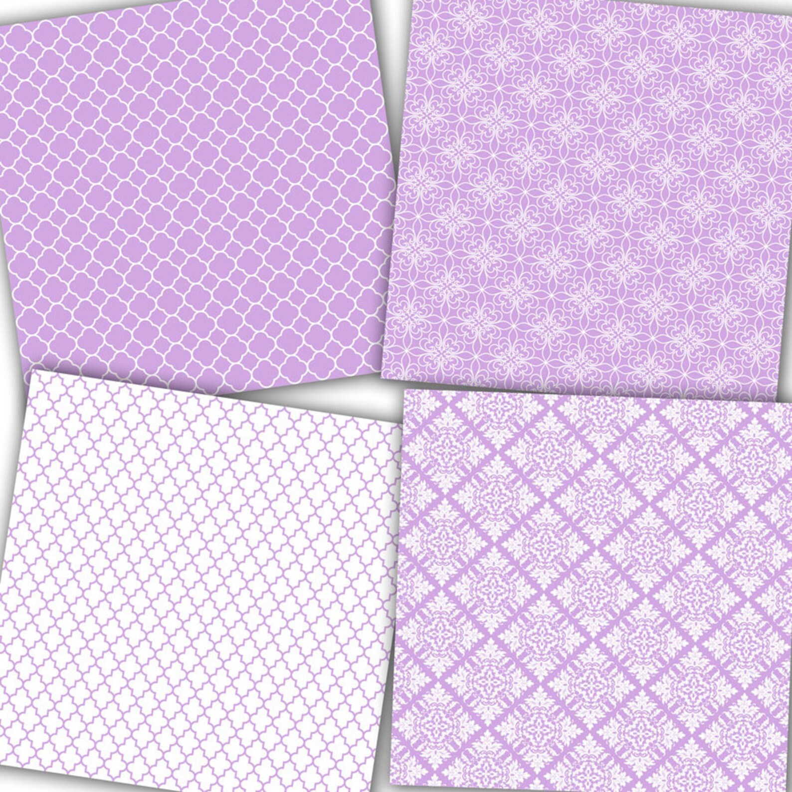 Lavender Digital Paper: Pastel Purple Scrapbook Patterns (digital ...