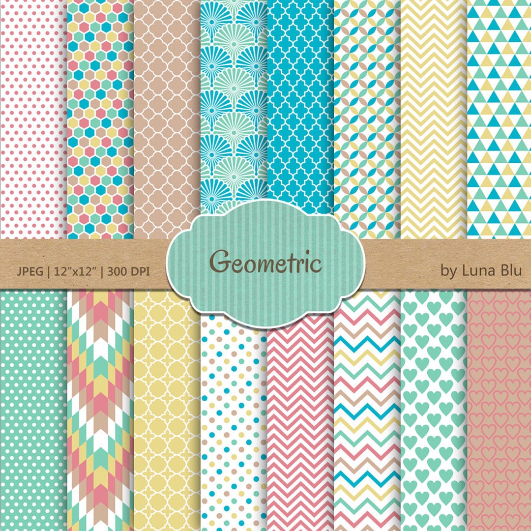 Geometric Digital Paper: "geometric Patterns" Pantone Spring Colors ...