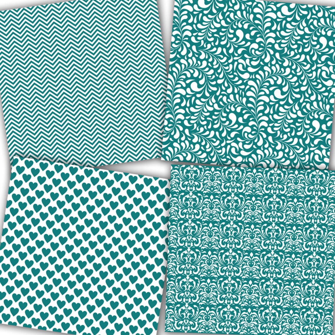 Teal Digital Paper: teal Patterns Blue Gray Blue | Etsy