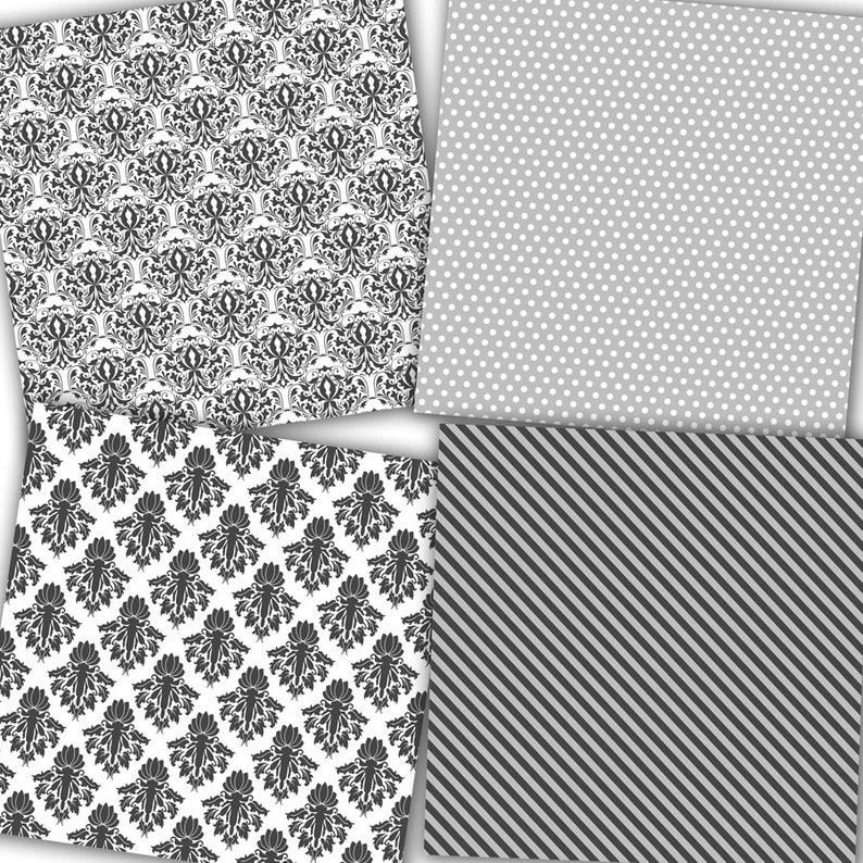 Grey Damask Digital Paper: grey Damask Patterns - Etsy