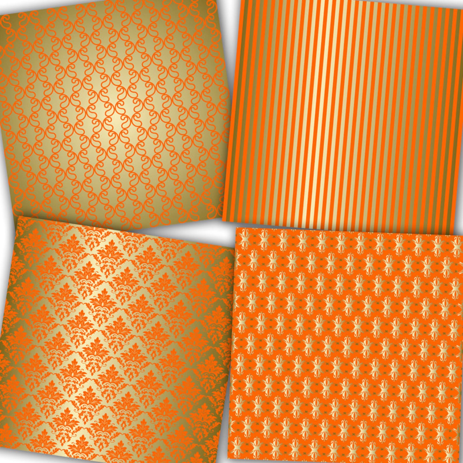 Tangerine and Gold Wedding Digital Paper: tangerine and | Etsy