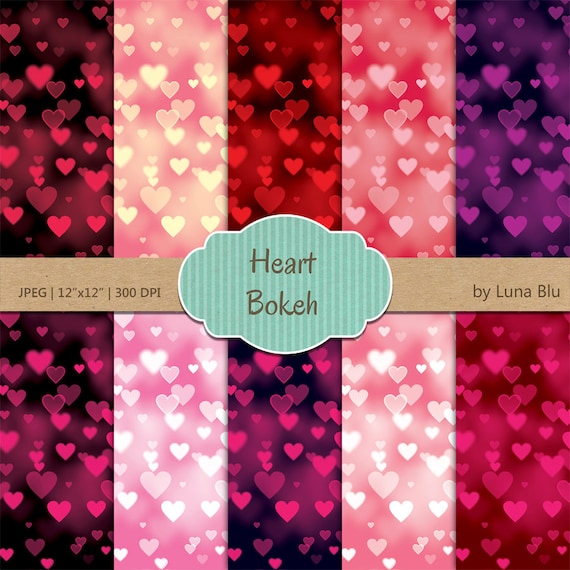 Heart Digital Paper Pack: Heart Bokeh Heart - Etsy