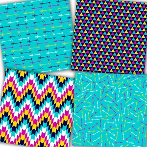 Arrows Digital Paper: "arrow Patterns" Tribal Digital Paper, Arrow ...