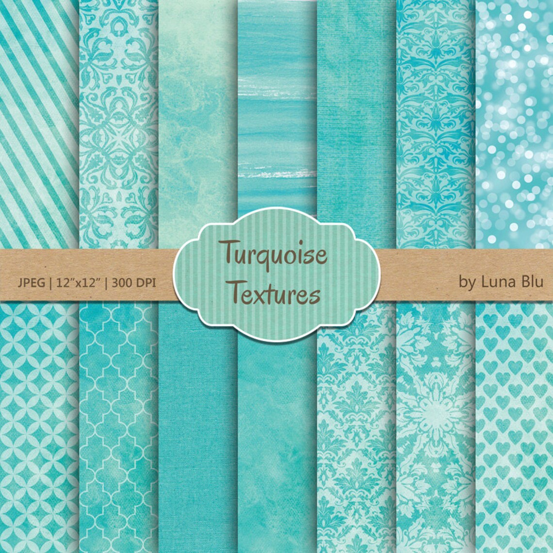 Textured Digital Paper: turquoise Textures - Etsy