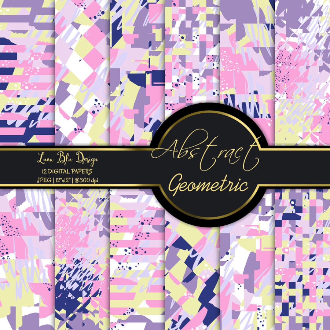 Stylish Digital Paper, Modern Abstract Geometric Seamless Patterns ...