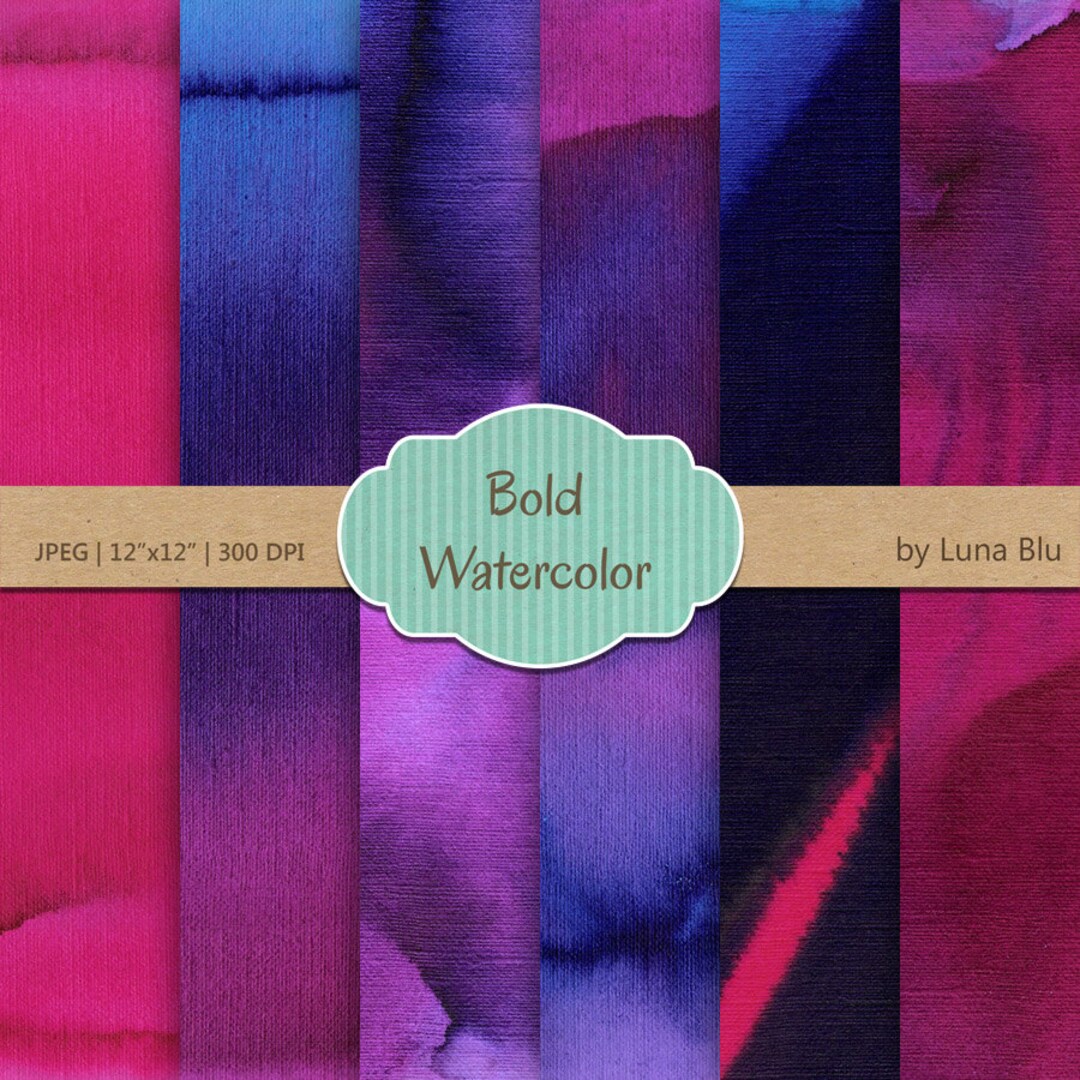 Watercolor Digital Paper: "watercolor Textures" Bold Colors, Textured ...