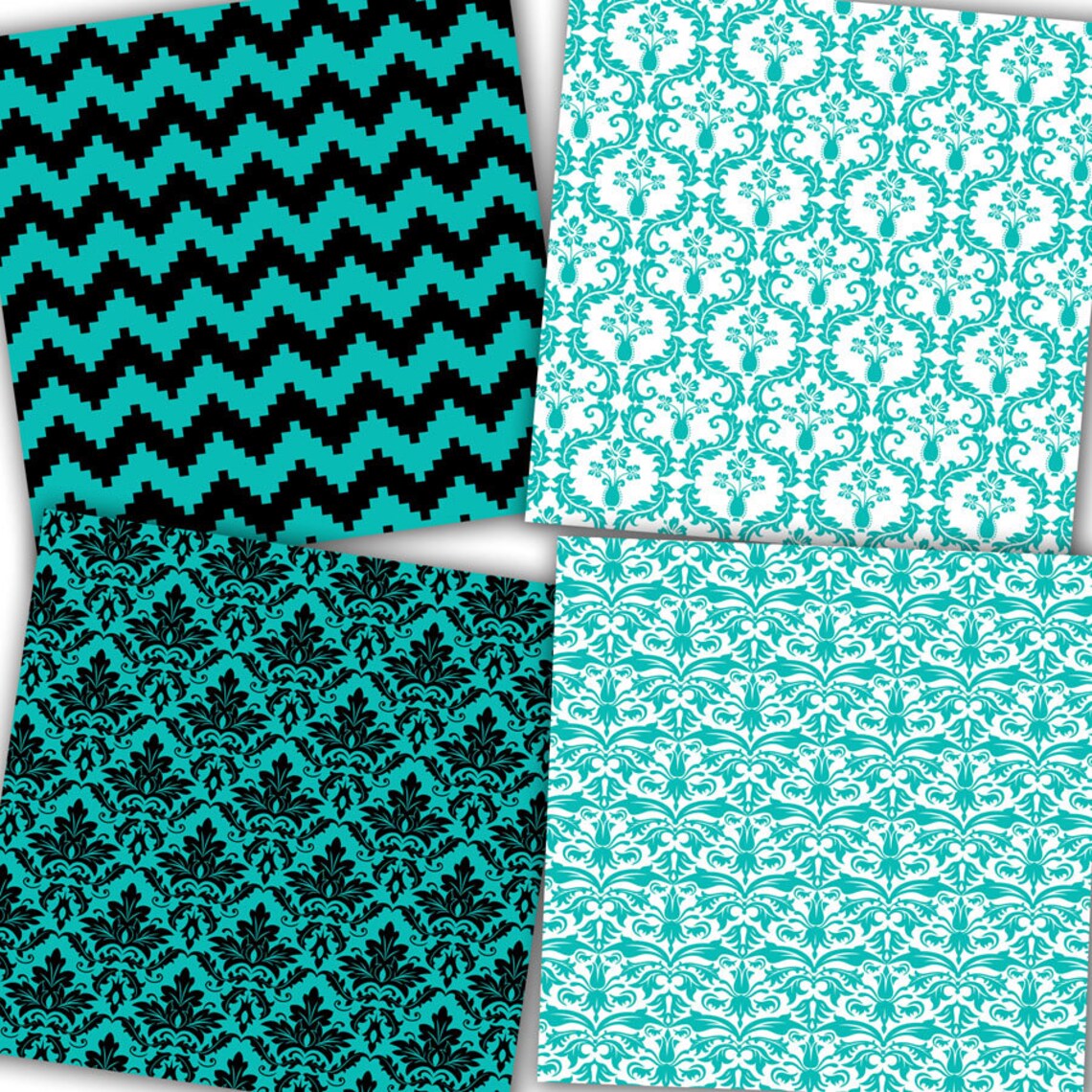 Turquoise Digital Paper: Turquoise scrapbook paper pack | Etsy