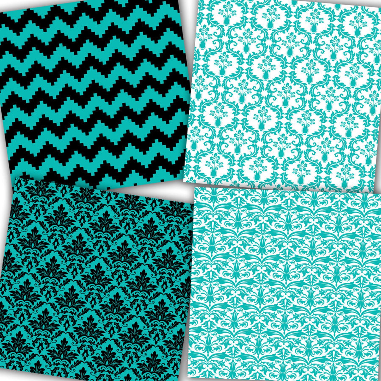 Turquoise Digital Paper: Turquoise scrapbook paper pack | Etsy