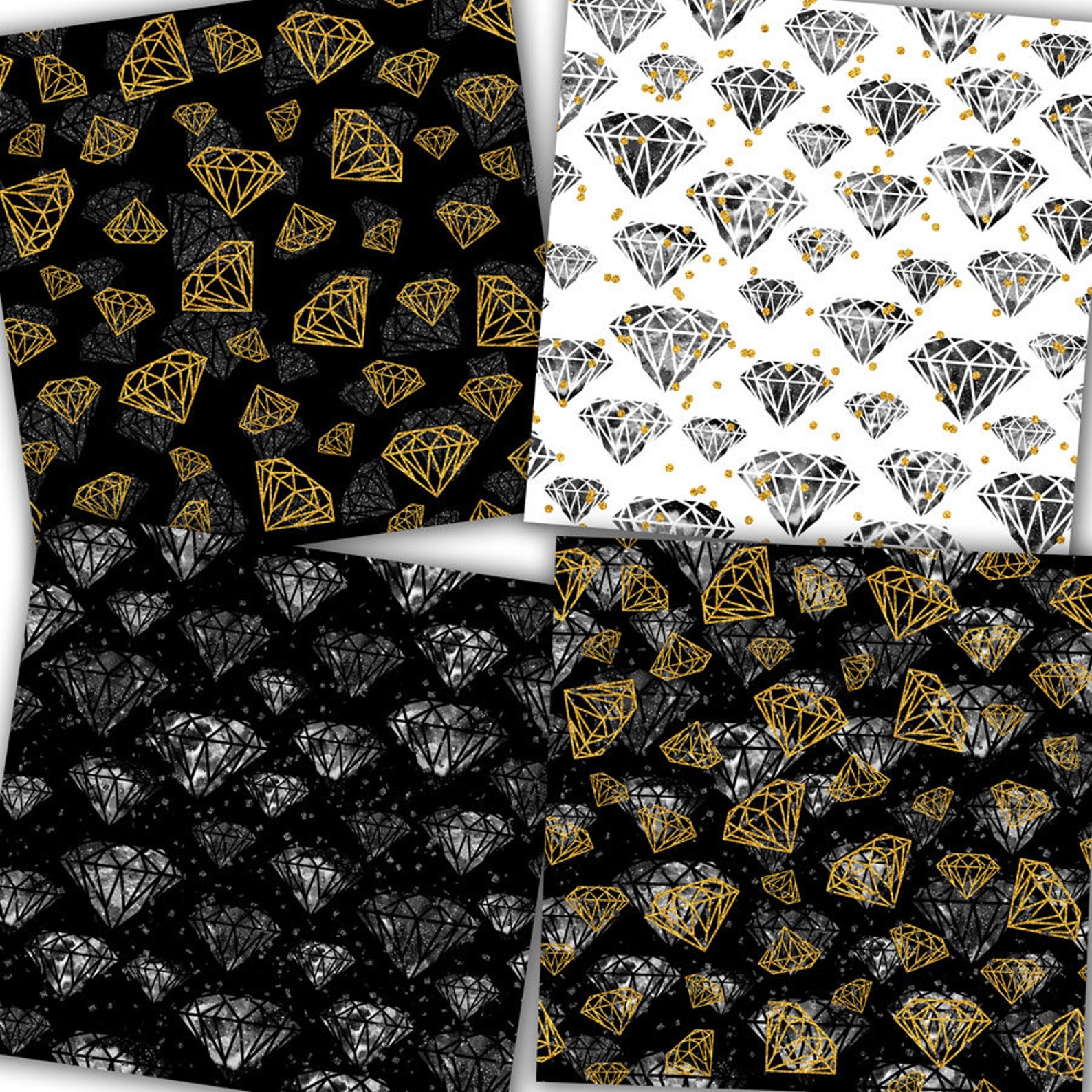 Diamond Digital Paper Black Diamond Patterns | Etsy