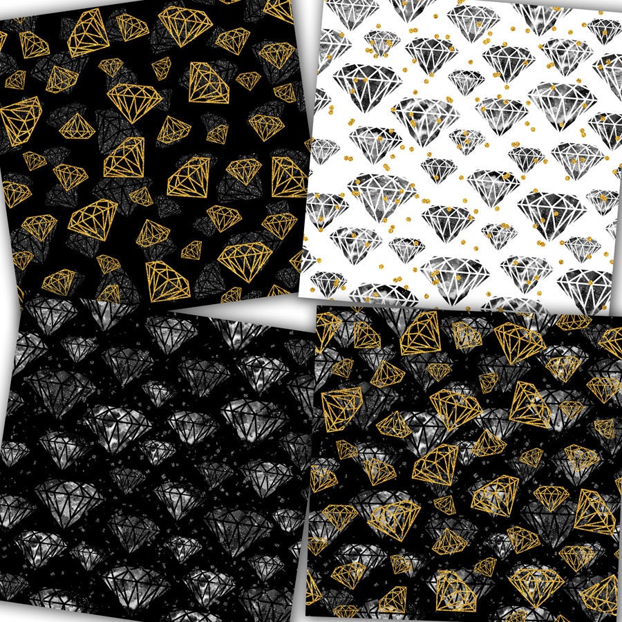 Diamond Digital Paper Black Diamond Patterns | Etsy