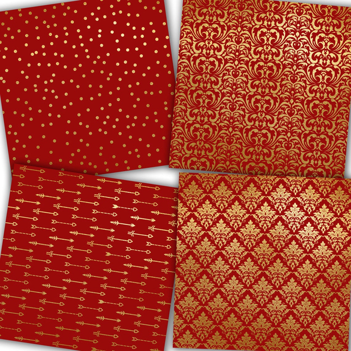 Red and Gold Digital Paper: red and Gold Foil - Etsy