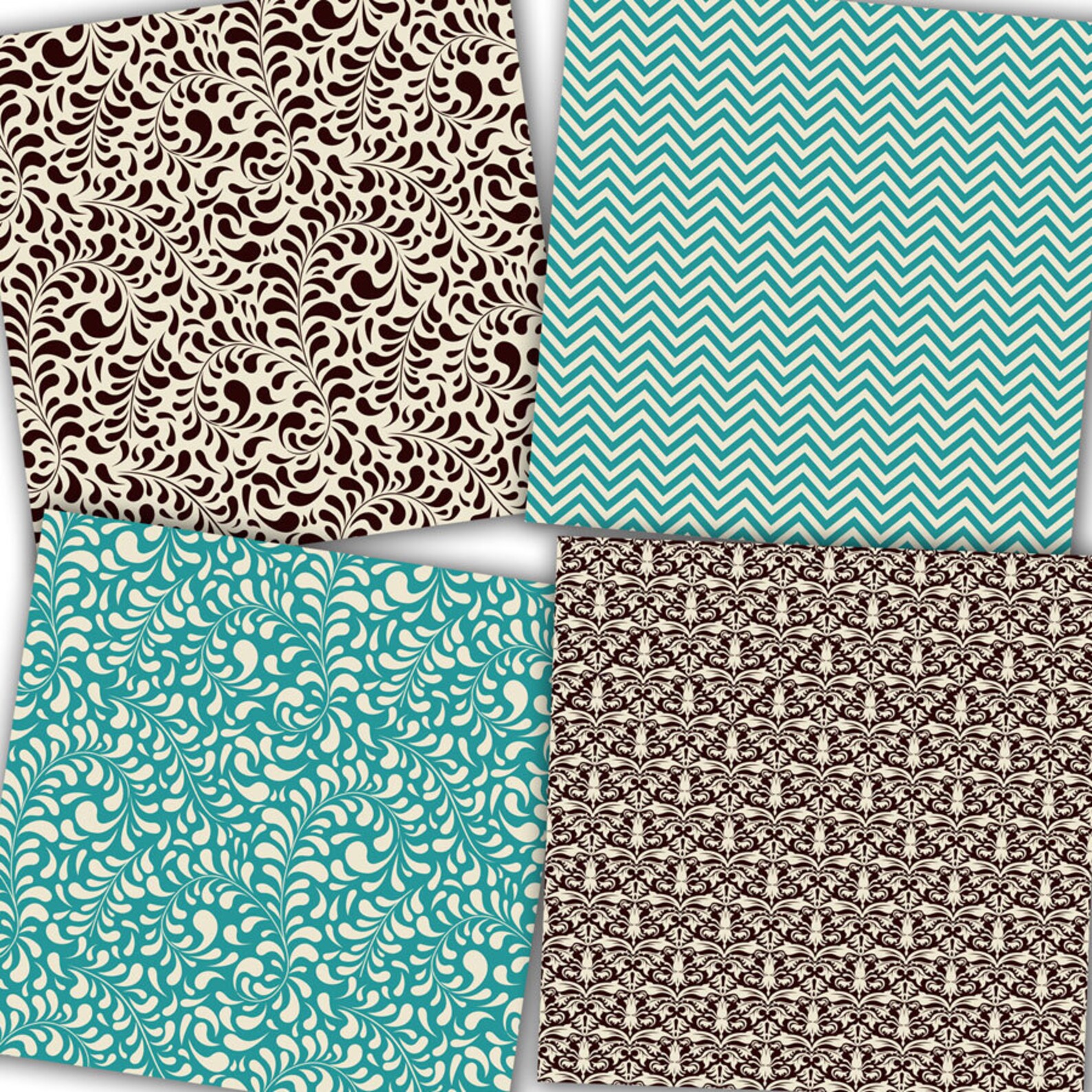 Teal and Brown Digital Paper: teal and Brown Patterns - Etsy