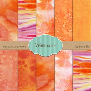 Watercolor Digital Paper: "watercolor Bakcgrounds" Bold Colors, Magenta ...