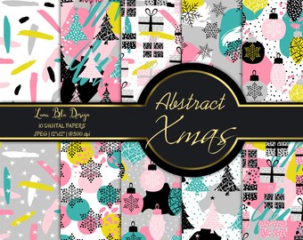 Modern Xmas Digital Paper Christmas Seamless Patterns Trendy | Etsy