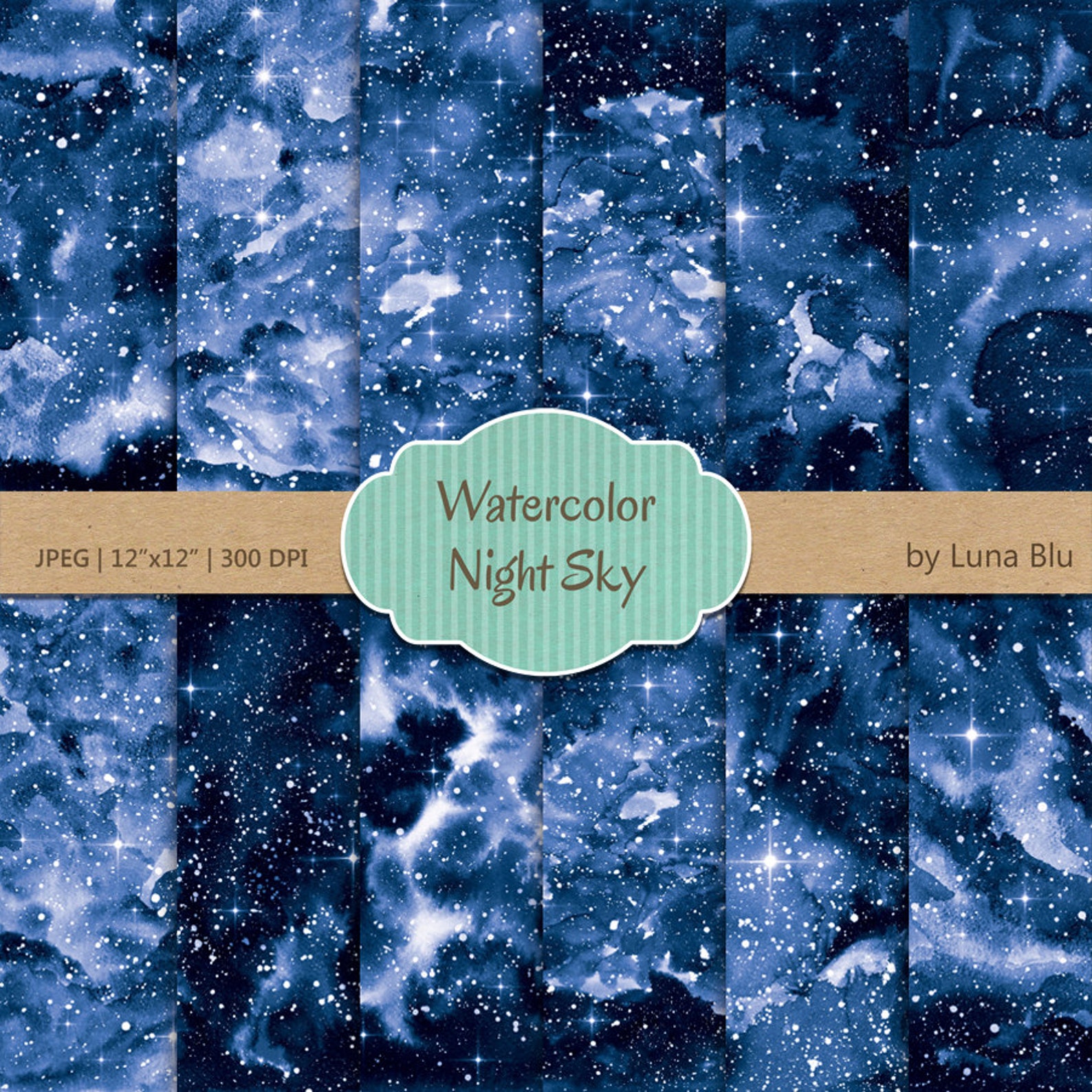 Watercolor Night Sky Digital Paper: Starry Skies (digital Download) - Etsy