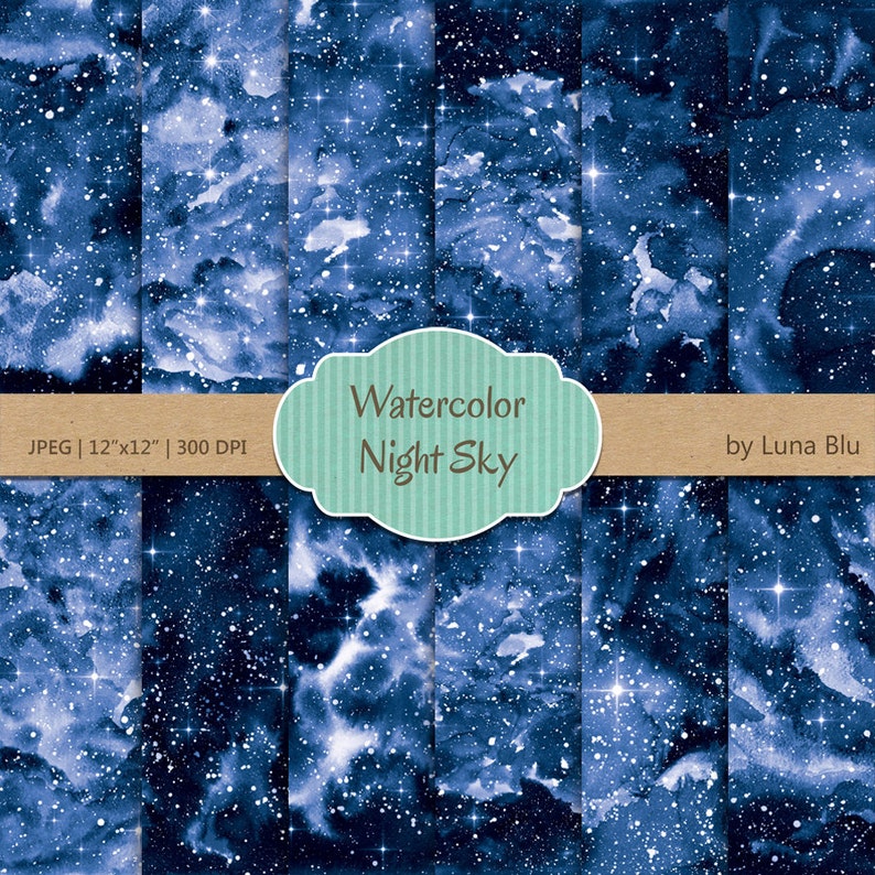 Night Sky Digital Paper: watercolor Night Sky Star - Etsy