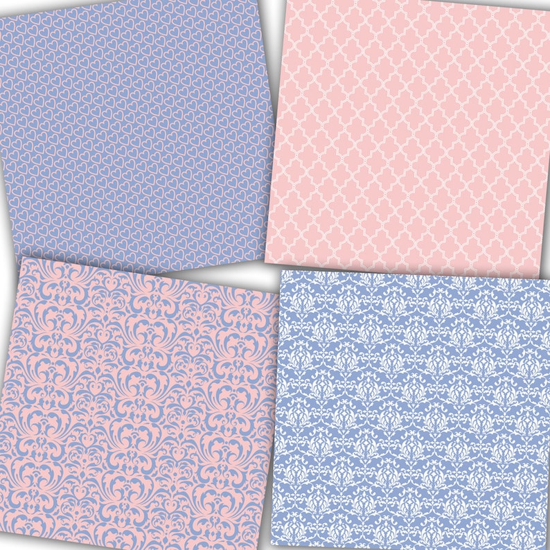 Rose Quartz and Serenity Digital Paper: Pink and Blue Digital | Etsy