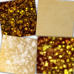 Gold Digital Paper: "gold Bokeh and Glitter" Bokeh Digital Paper, Gold ...