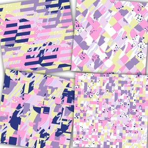 Stylish Digital Paper, Modern Abstract Geometric Seamless Patterns ...