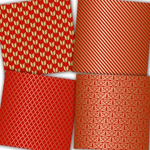 Red and Gold Digital Paper: "red and Gold Christmas " Metallic Gold ...