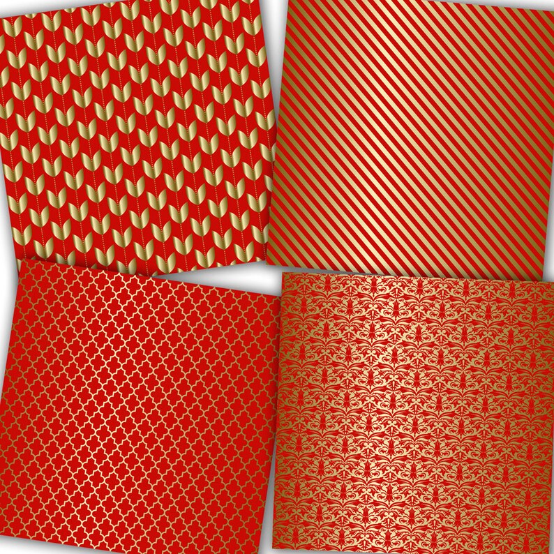 Red and Gold Digital Paper: red and Gold Christmas | Etsy