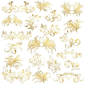 Gold Flourish Clipart PNG, Decorative Swirl Flourishes Clipart ...