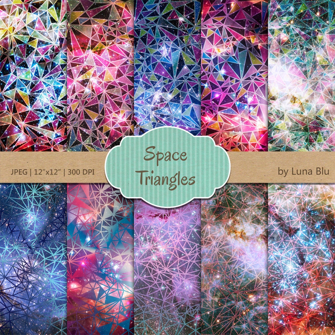 Geometric Digital Paper Pack: "galaxy Background" Triangles Digital ...