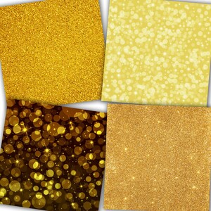 Gold Digital Paper: "gold Bokeh and Glitter" Bokeh Digital Paper, Gold ...
